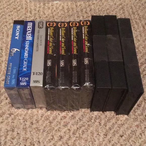Media | Nwt Seven Brand New Blank Vhs Tapes 3 Vhs Cases Included | Poshmark